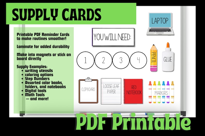 Visual Supply Cards for Classroom Transitions Classroom Routine ...