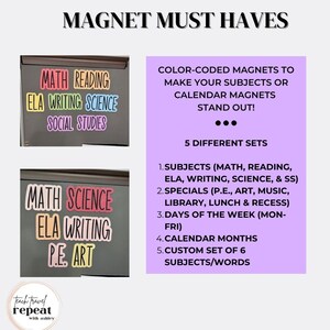Classroom Magnets | Subject Magnets for Classroom | Days of the Week ...