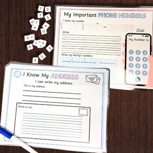Life Skills for Kids Printable Bundle, Learn to Tell Time, Phone Number ...