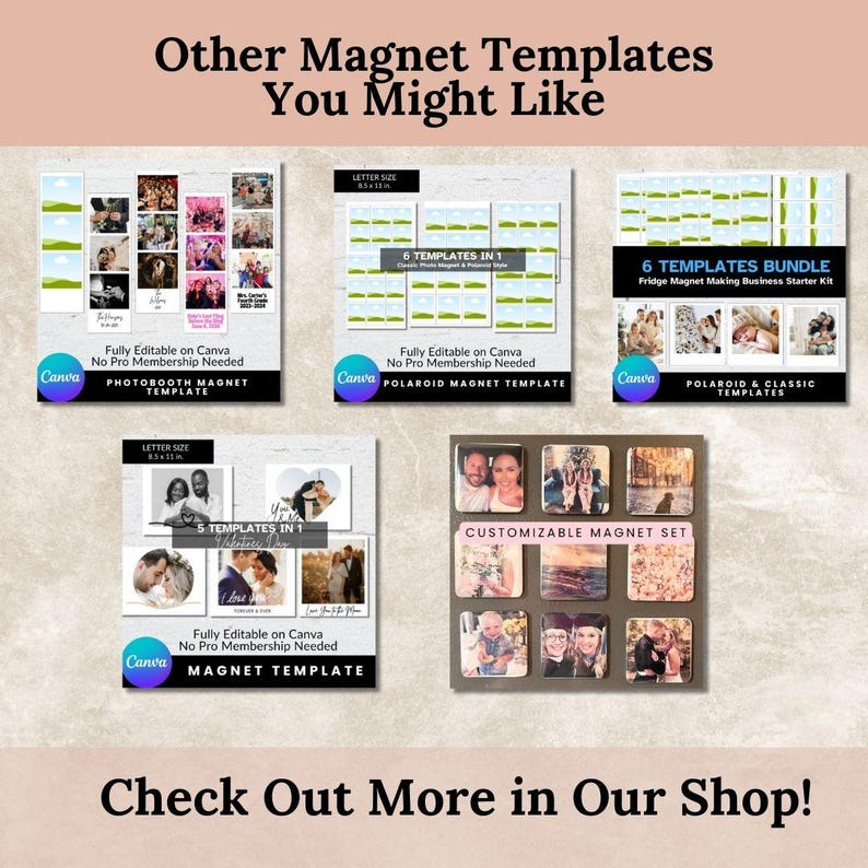Round Magnet Template 2.25x2.25'', Canva Magnet Template, Custom Magnet ...