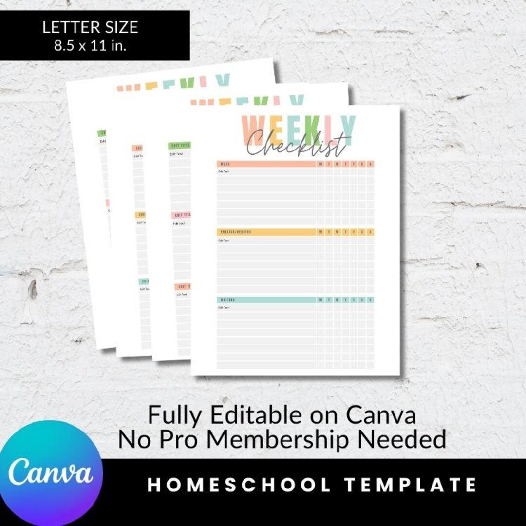 Editable Weekly Checklist, Student Checklist, To-do List, Task Chart ...