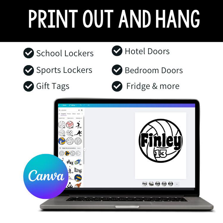 Editable Volleyball Locker Printable Cutout Sign Locker Decoration Team ...