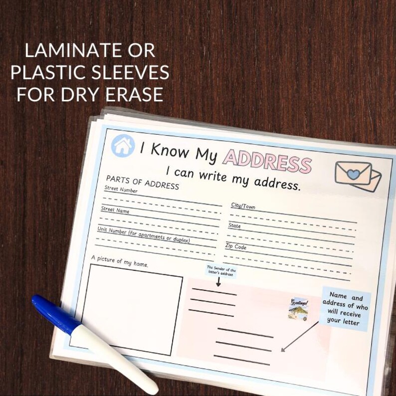 Address Kids Activity Address Practice Homeschool Printable Educational ...