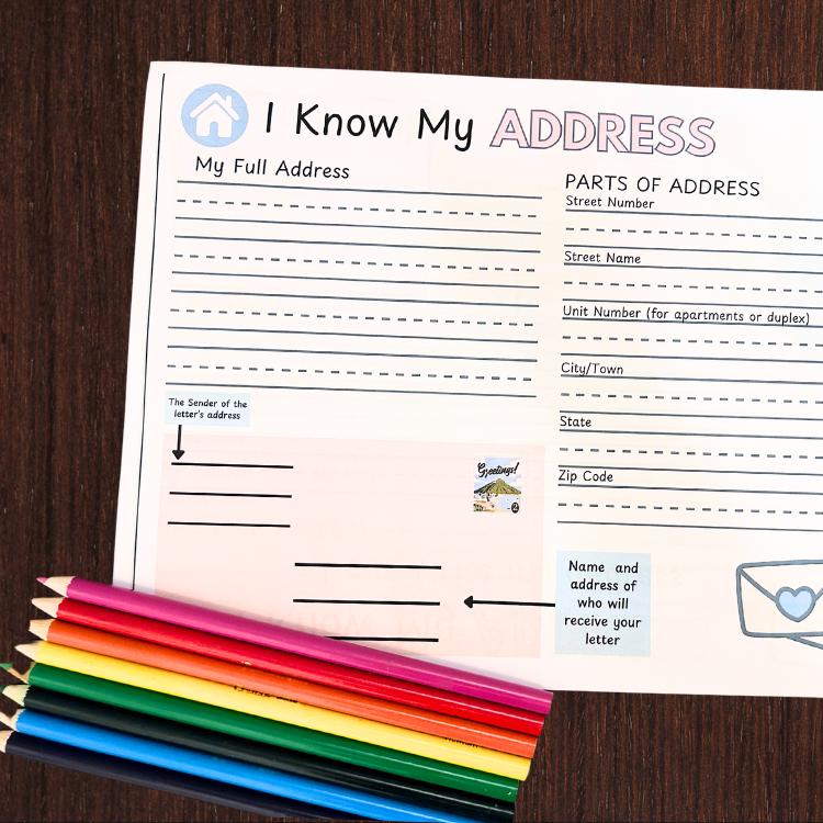 Address Kids Activity Address Practice Homeschool Printable Educational ...