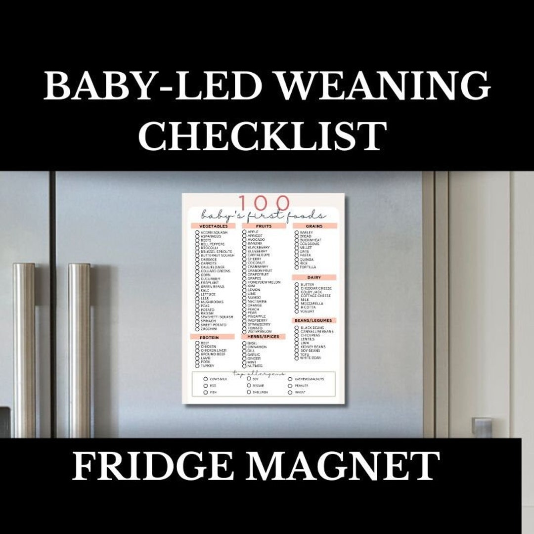 100 Food Checklist Fridge Magnet for Baby-led Weaning | Baby-led ...