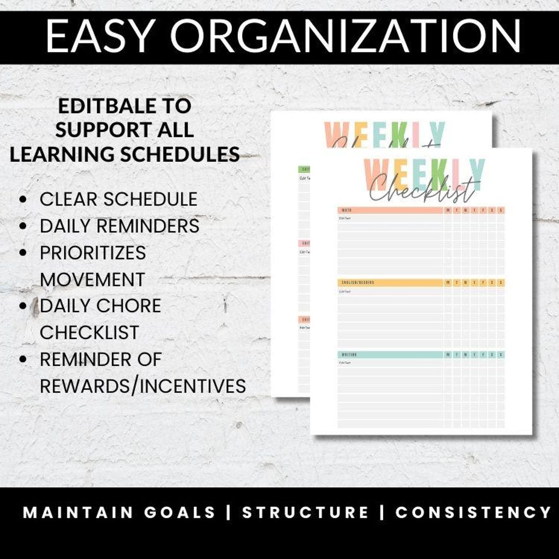 Editable Weekly Checklist, Student Checklist, To-do List, Task Chart ...