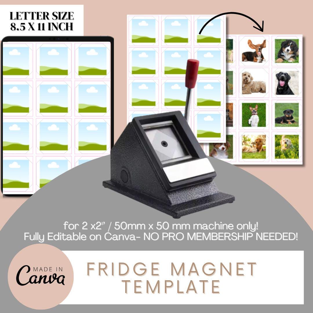 2x2 Fridge Magnet Template Photo Magnet Machine 50mmx50mm Square Magnet Template Editable in ...