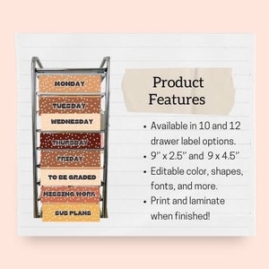 Desert Boho Classroom Trolley Cart Labels, Editable Teacher Drawer ...