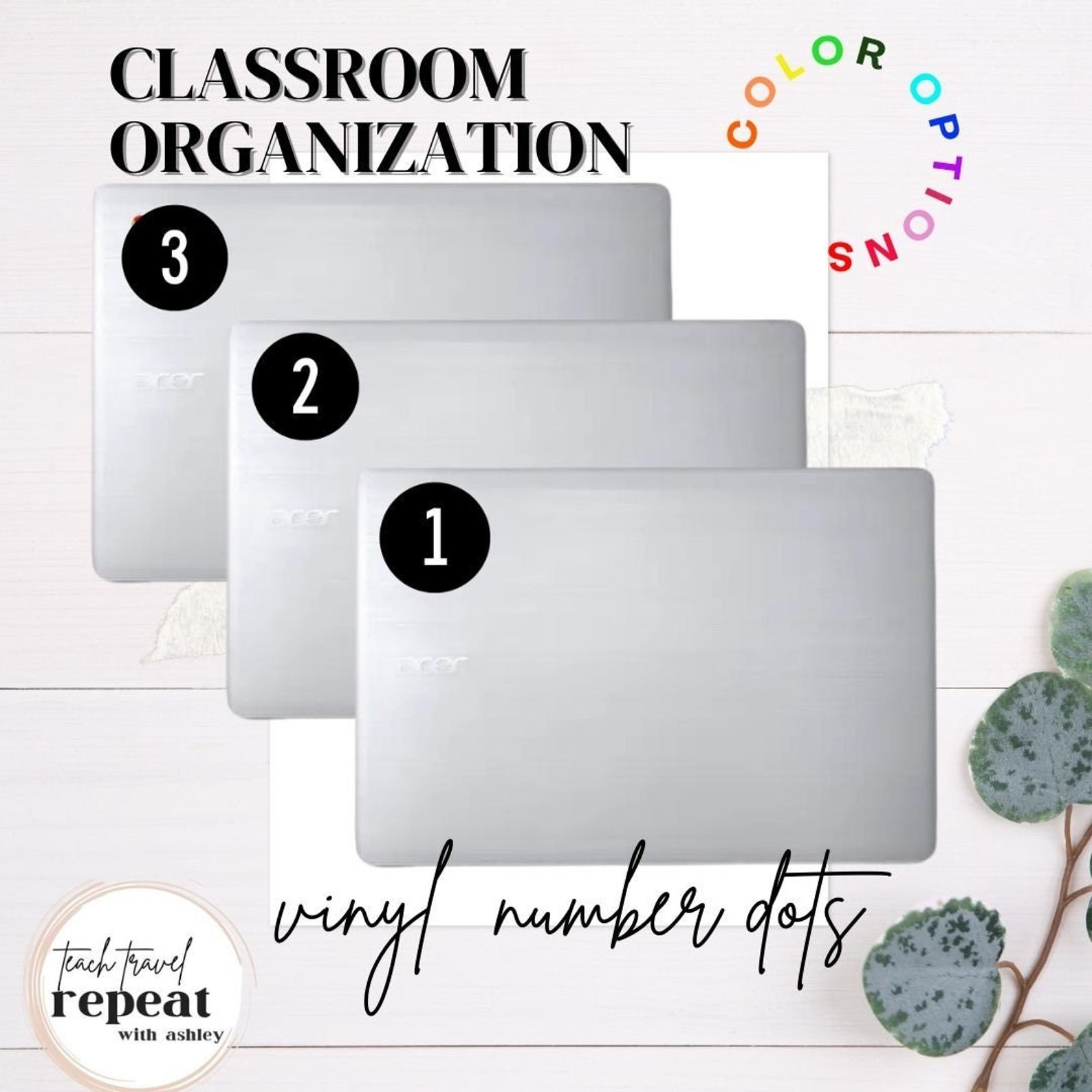 Classroom Label Numbers | Classroom Number Dots | Chromebook Labels ...