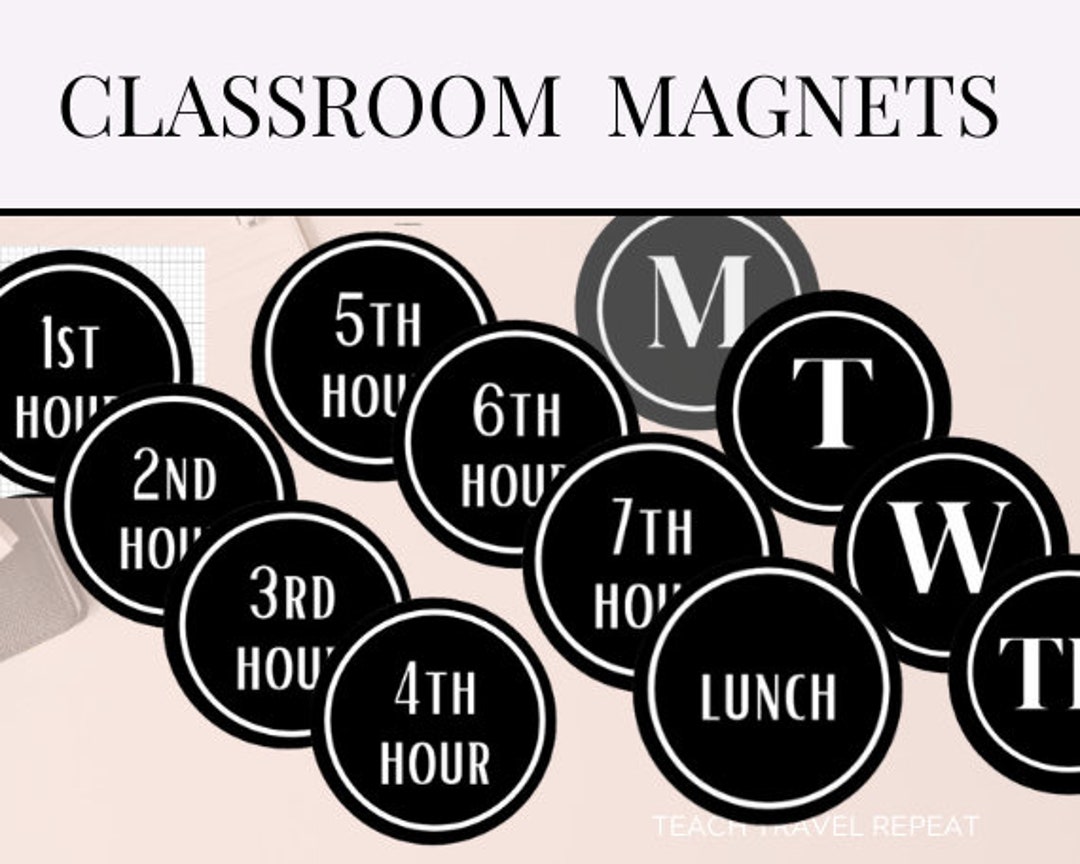 Minimalist Classroom Magnets Schedule Circles | B + W Magnets| Schedule ...