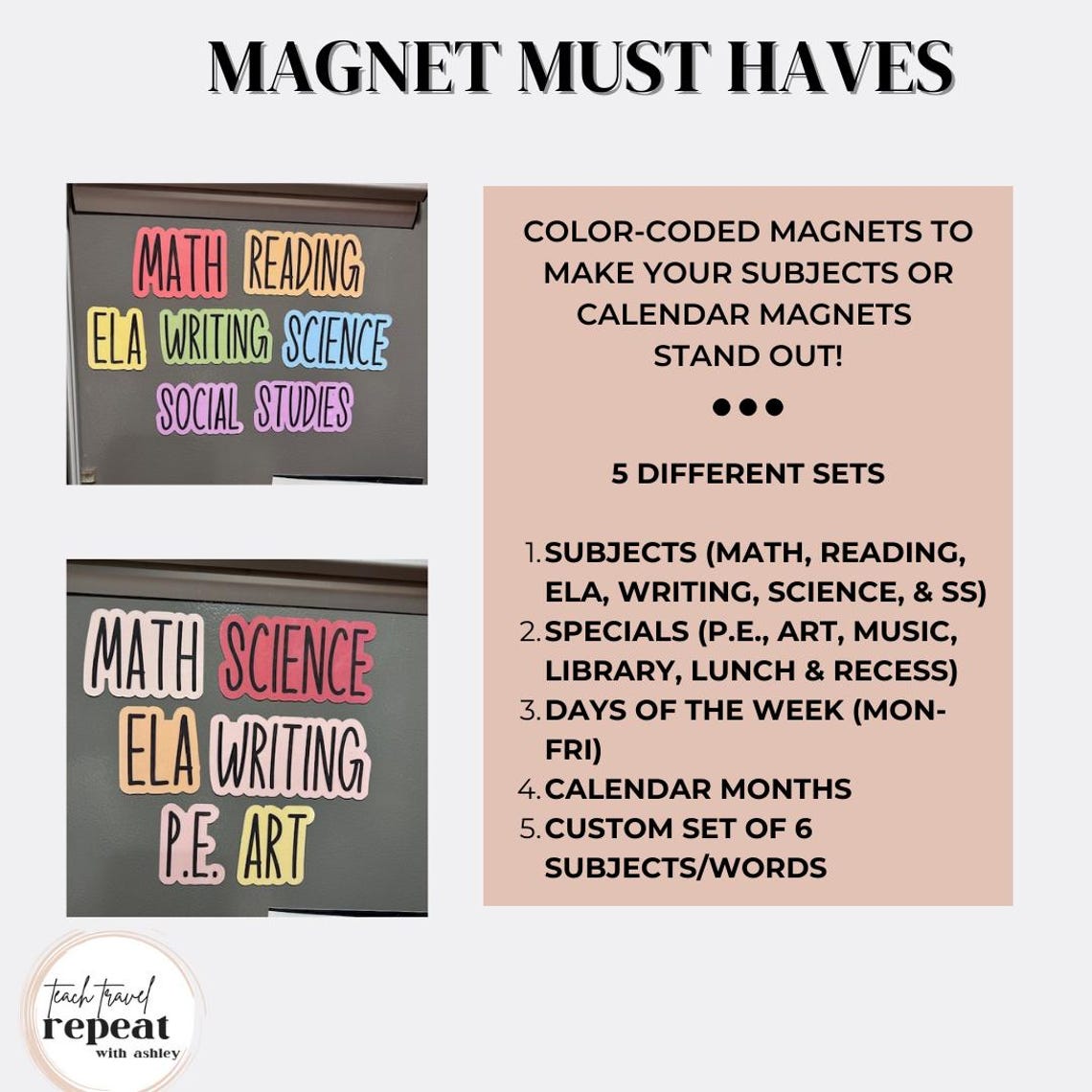 Classroom Magnets | Subject Magnets for Classroom | Days of the Week ...