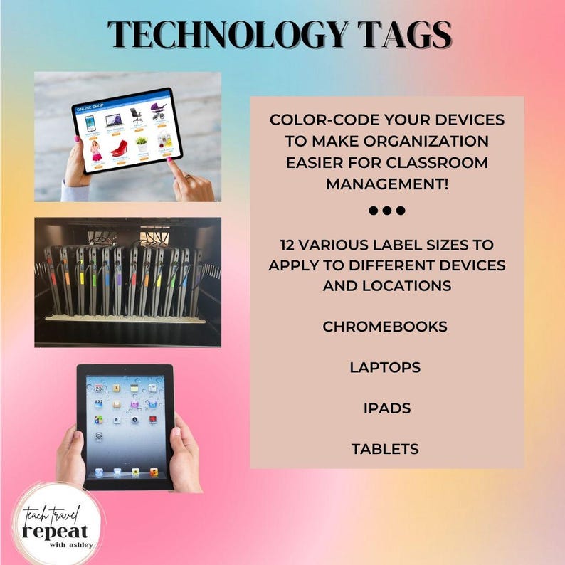 Classroom Label for Cart | Color Coded Labels for Chromebook Cart ...