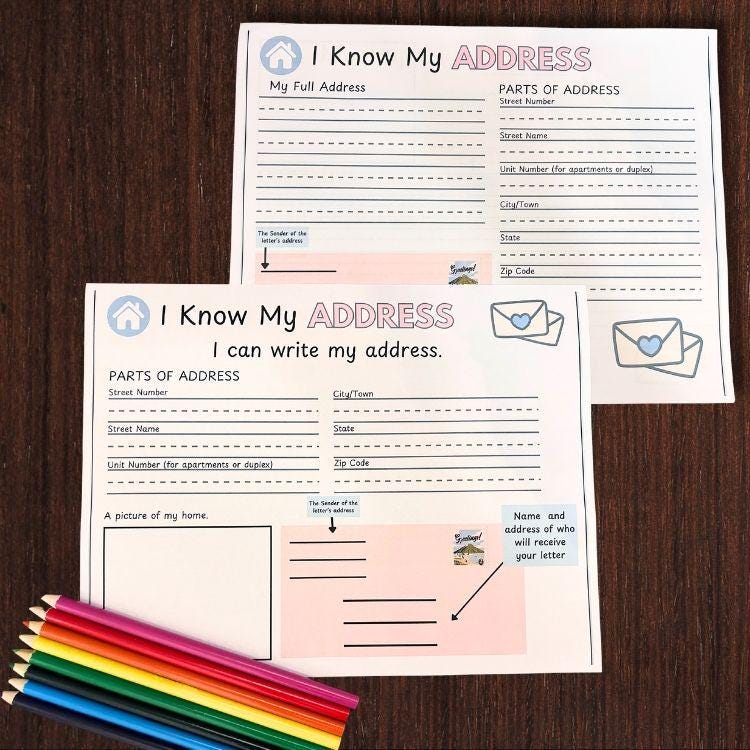 Life Skills for Kids Printable Bundle, Learn to Tell Time, Phone Number ...