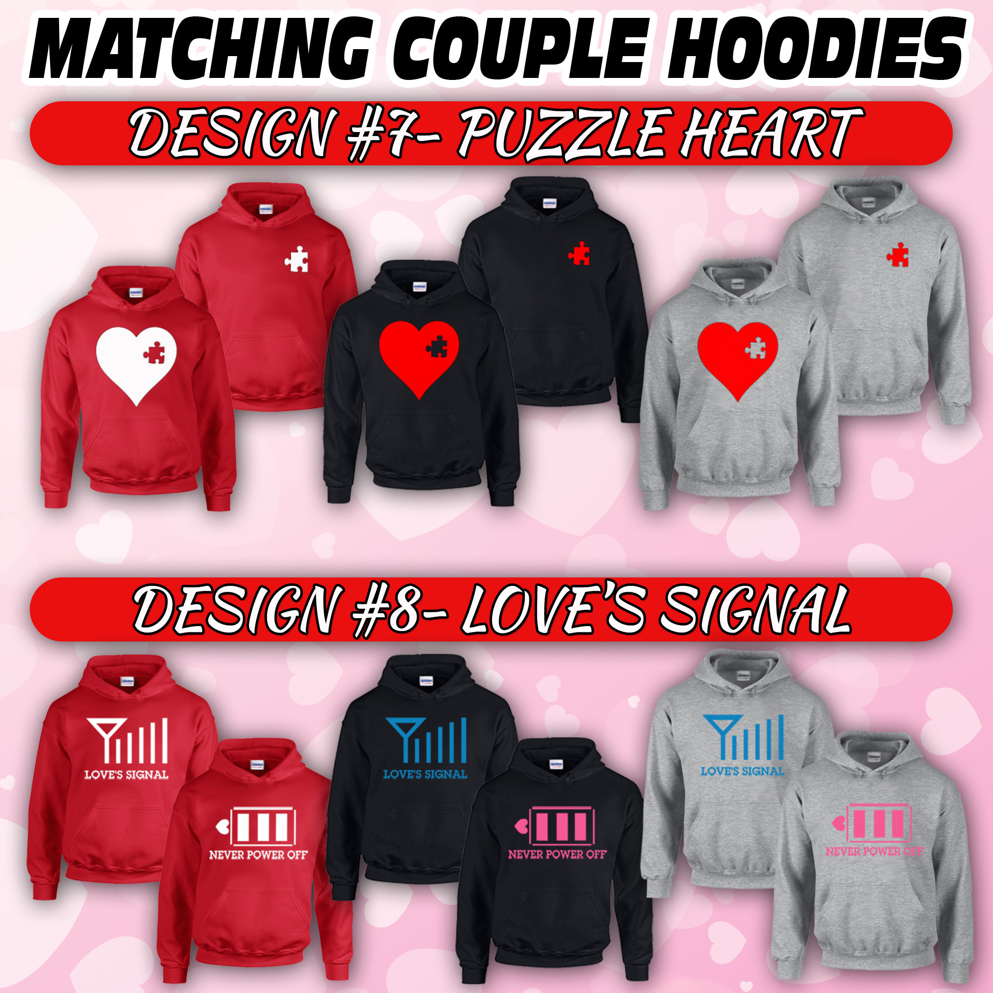 Matching Couple Hoodies Valentines Day Hoodies Couple Hoodies | Etsy