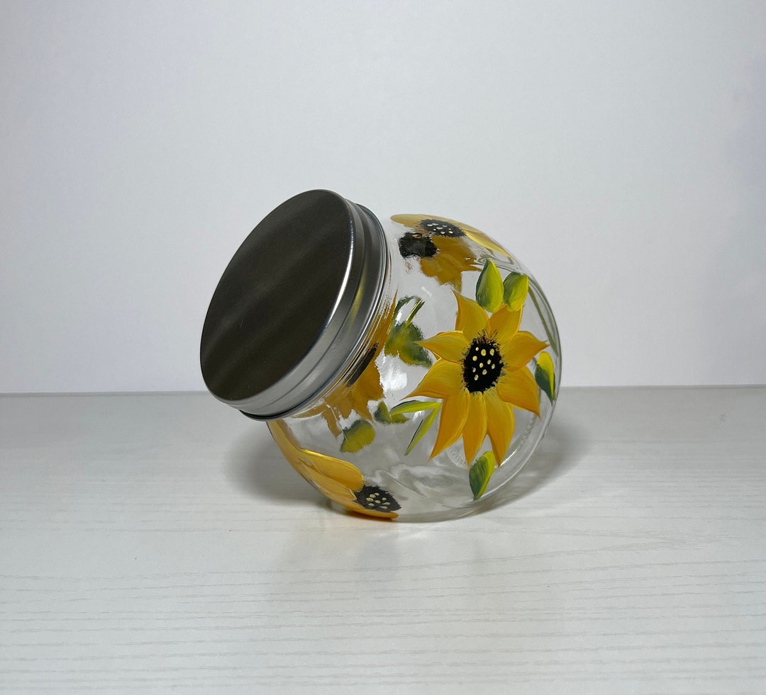 Small Painted Floral Multipurpose Jar With Lid for Candy, Spices ...