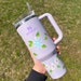 Painted Stanley 40oz Lilac Purple Tumbler With Floral Design ...
