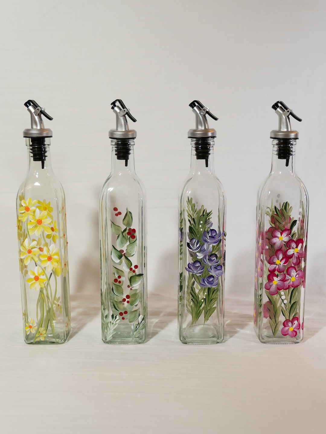 16oz Glass Oil & Vinegar Bottles for Kitchen, Available as SET With ...