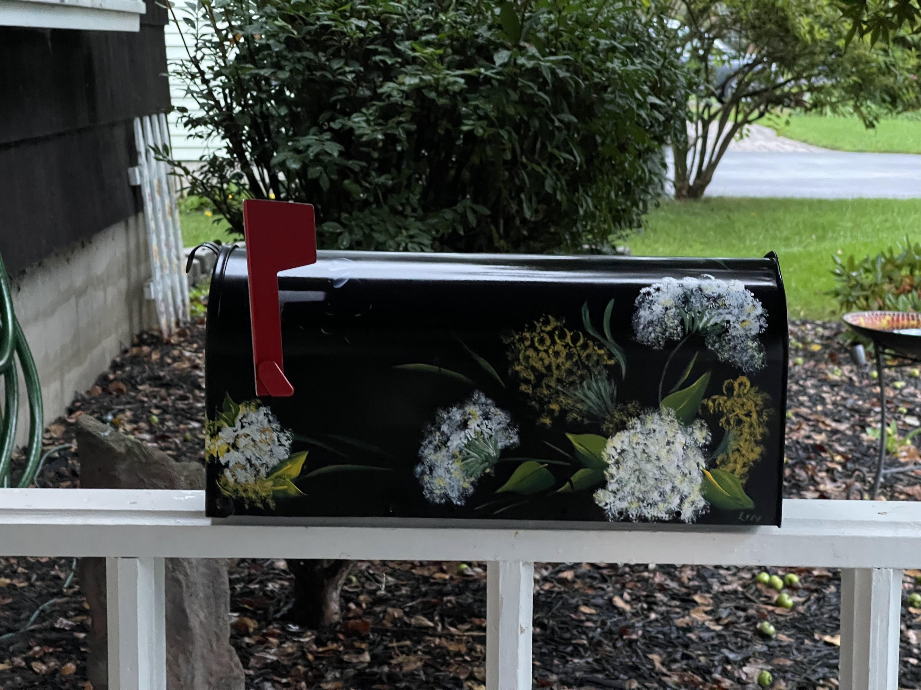 Hand Painted Black Mailbox With Queen Anne's Lace Flowers - Etsy
