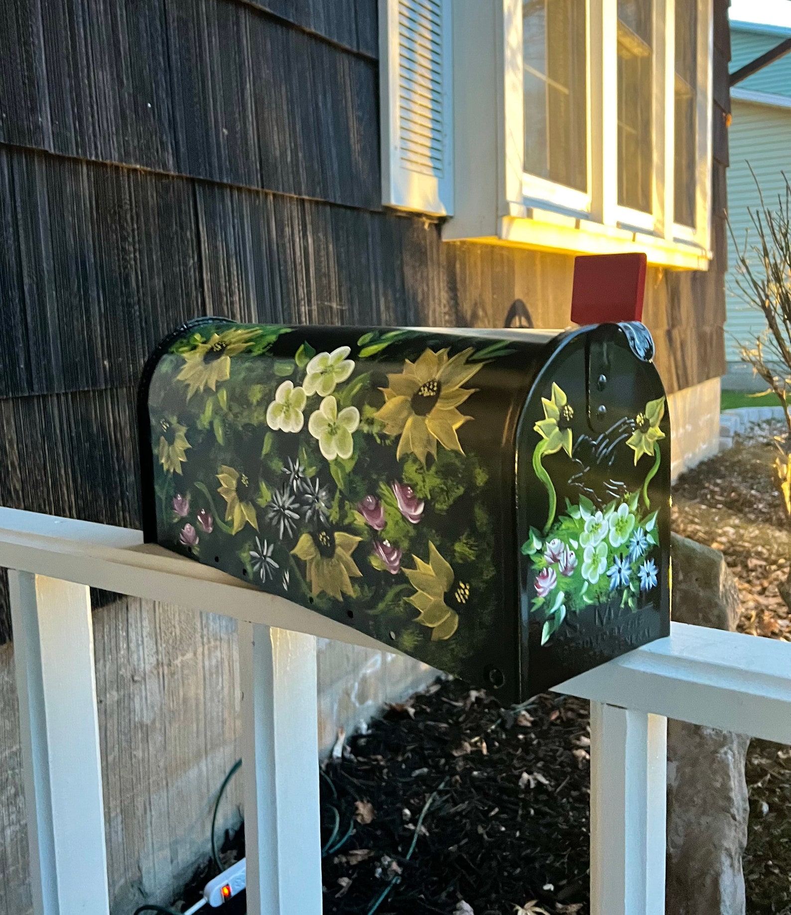 Hand Painted Springtime Assorted Wildflower Mailbox Black or - Etsy
