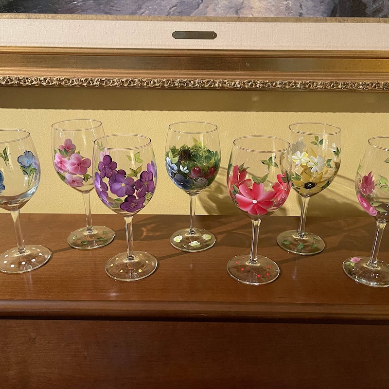 Hand Painted Wine Glasses - Etsy