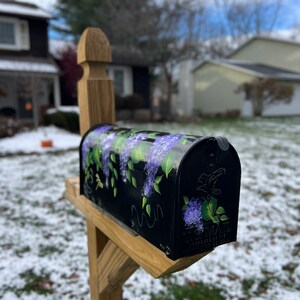 Hand Painted Purple Wisteria Mailbox With Green Vines, White OR Black ...