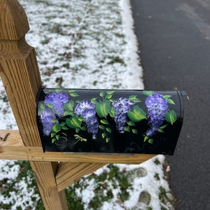 Hand Painted Purple Wisteria Mailbox With Green Vines, White OR Black ...