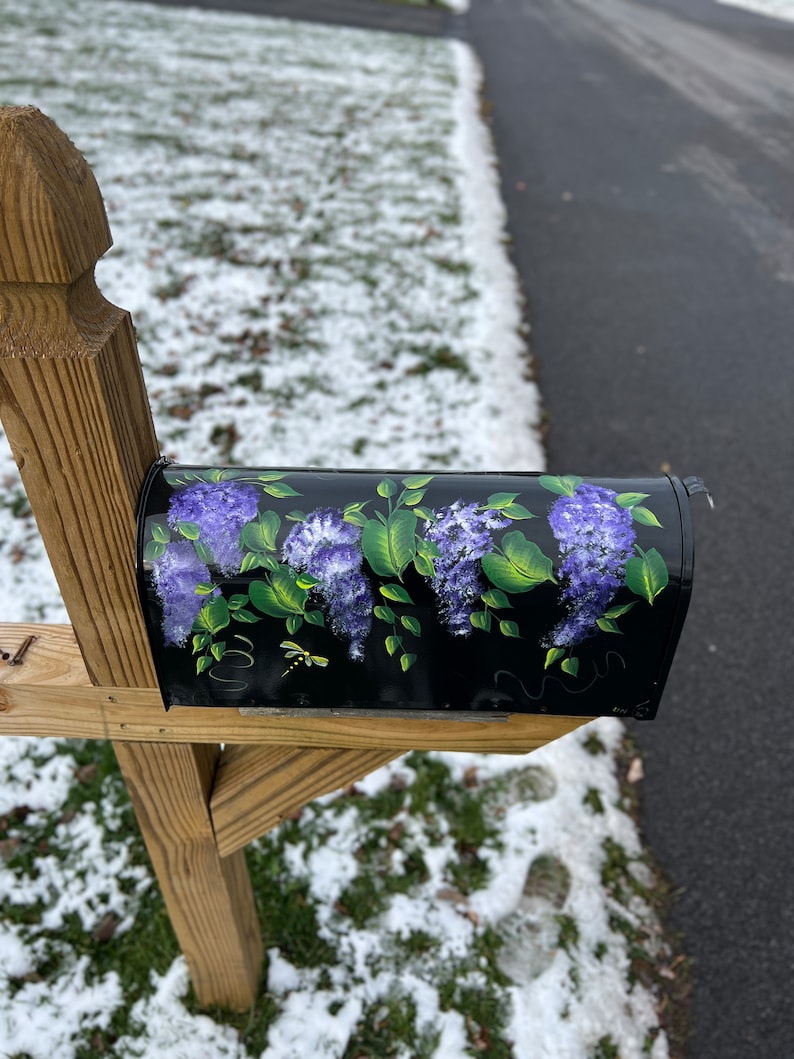 Hand Painted Purple Wisteria Mailbox With Green Vines, White OR Black ...