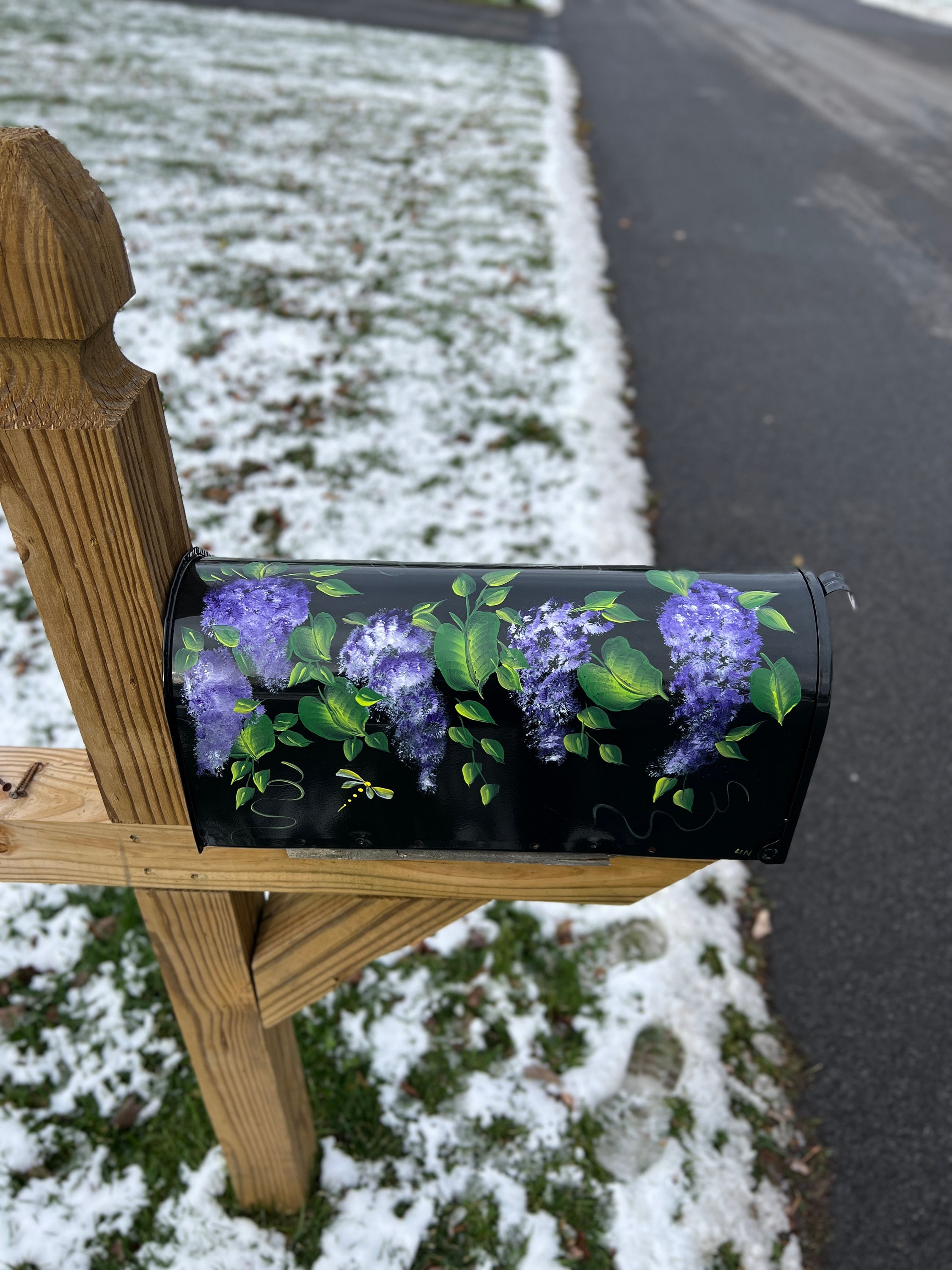 Hand Painted Purple Wisteria Mailbox With Green Vines, White OR Black ...