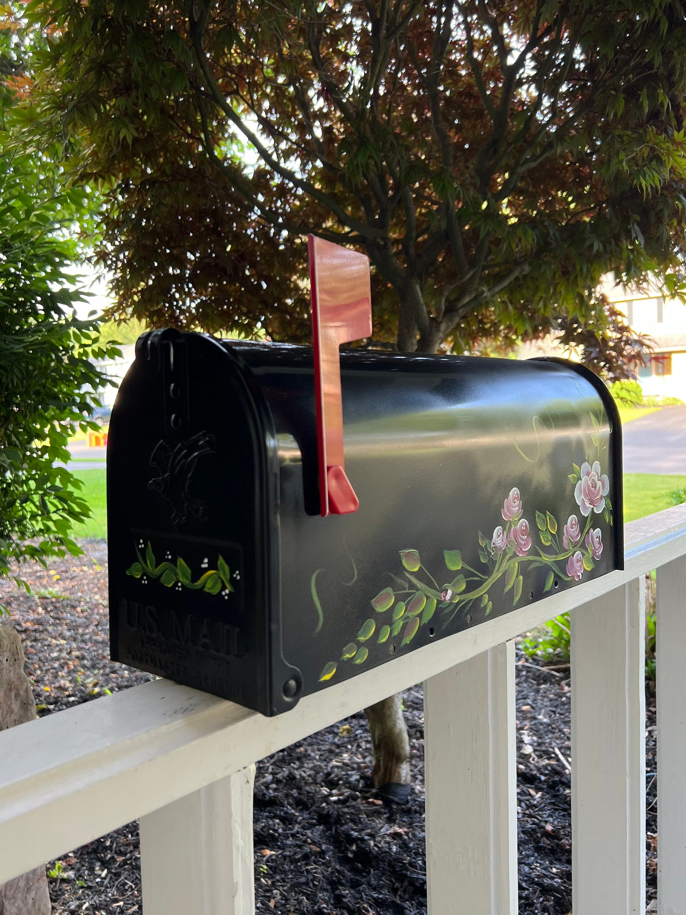 Hand Painted Roses and Vines Mailbox Standard Size Mailbox - Etsy