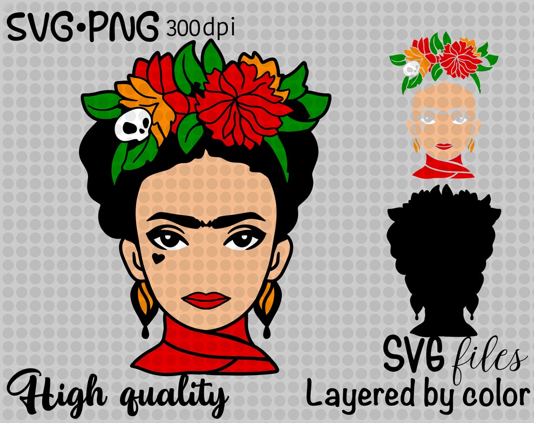 Frida Kahlo Svg, Mexican Art Self Portrait, Feminist Icon, SVG Layered ...