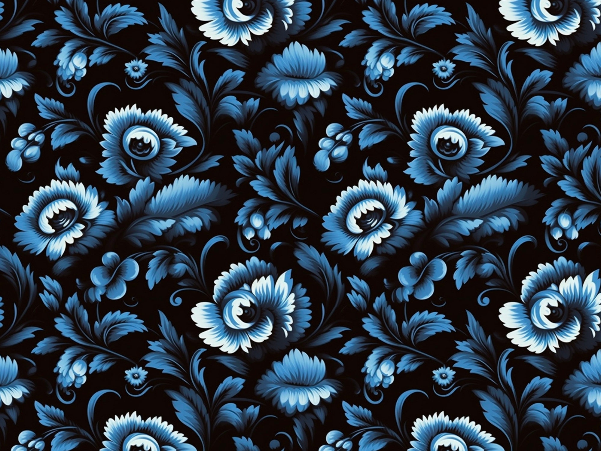 Seamless Patterns, Porcelain Blue Digital Papers Seamless Pattern ...