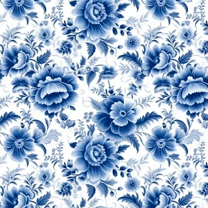 Seamless Patterns, Porcelain Blue Digital Papers Seamless Pattern ...