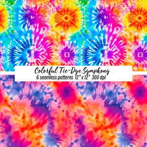 Neon Tie Dye Digital Papers, Tiedye Pattern, Tie and Dye Background ...