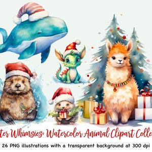 26 Christmas Animals Clipart Png, Christmas Gift Clipart Winter Clipart ...