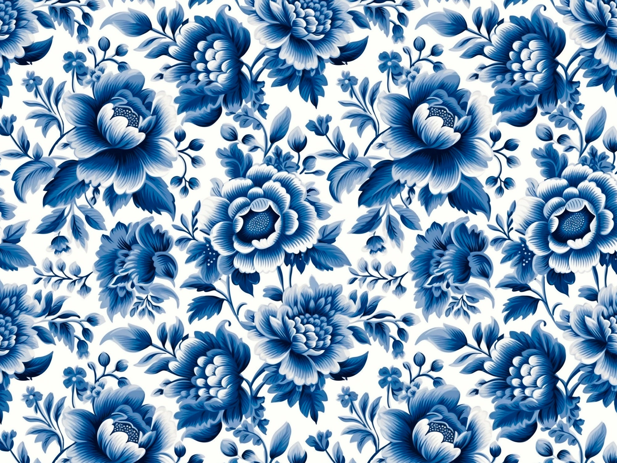 Seamless Patterns, Porcelain Blue Digital Papers Seamless Pattern ...