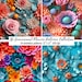 24 Designs 3D Flowers Digital Papers, Seamless Pattern, 3D Flower ...
