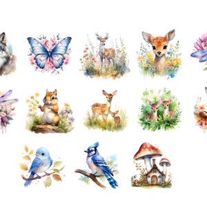 28 Watercolor Clipart, Woodland Animals, Nursery Woodland Baby Animals ...