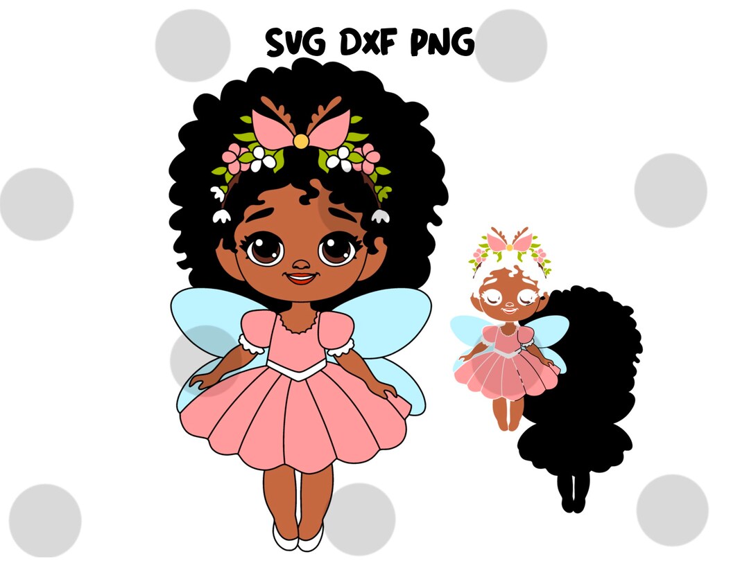 Chibi African Fairy Princess SVG, DXF, PNG, Cut File, Cute Fairytale ...