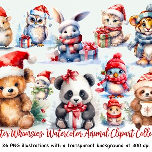 26 Christmas Animals Clipart Png, Christmas Gift Clipart Winter Clipart ...