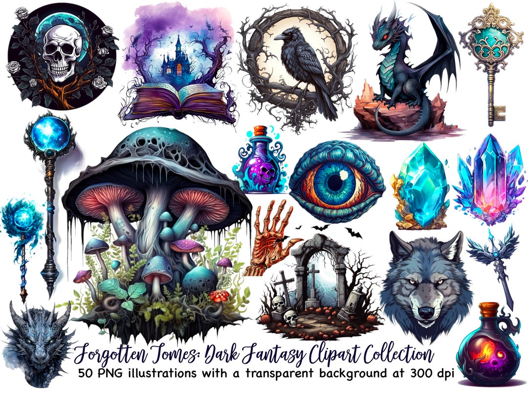 FANTASY Clipart, Magical Mythical Clipart Graphics PNG, Witch Wizard ...