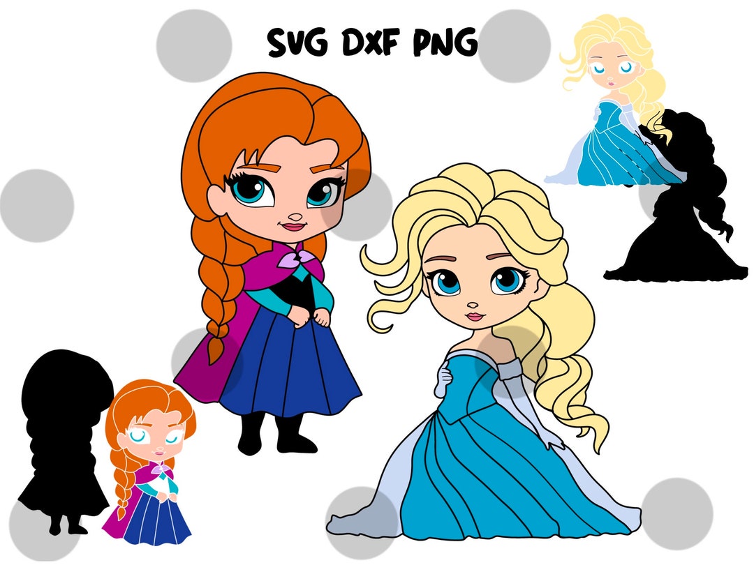 Chibi Sisters SVG, DXF, PNG, Cut File Bundle, Baby Princess Svg, Cute ...