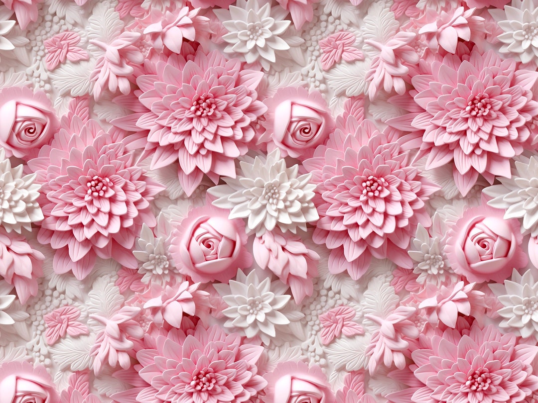 24 Designs 3D Flowers Digital Papers, Seamless Pattern, 3D Flower ...