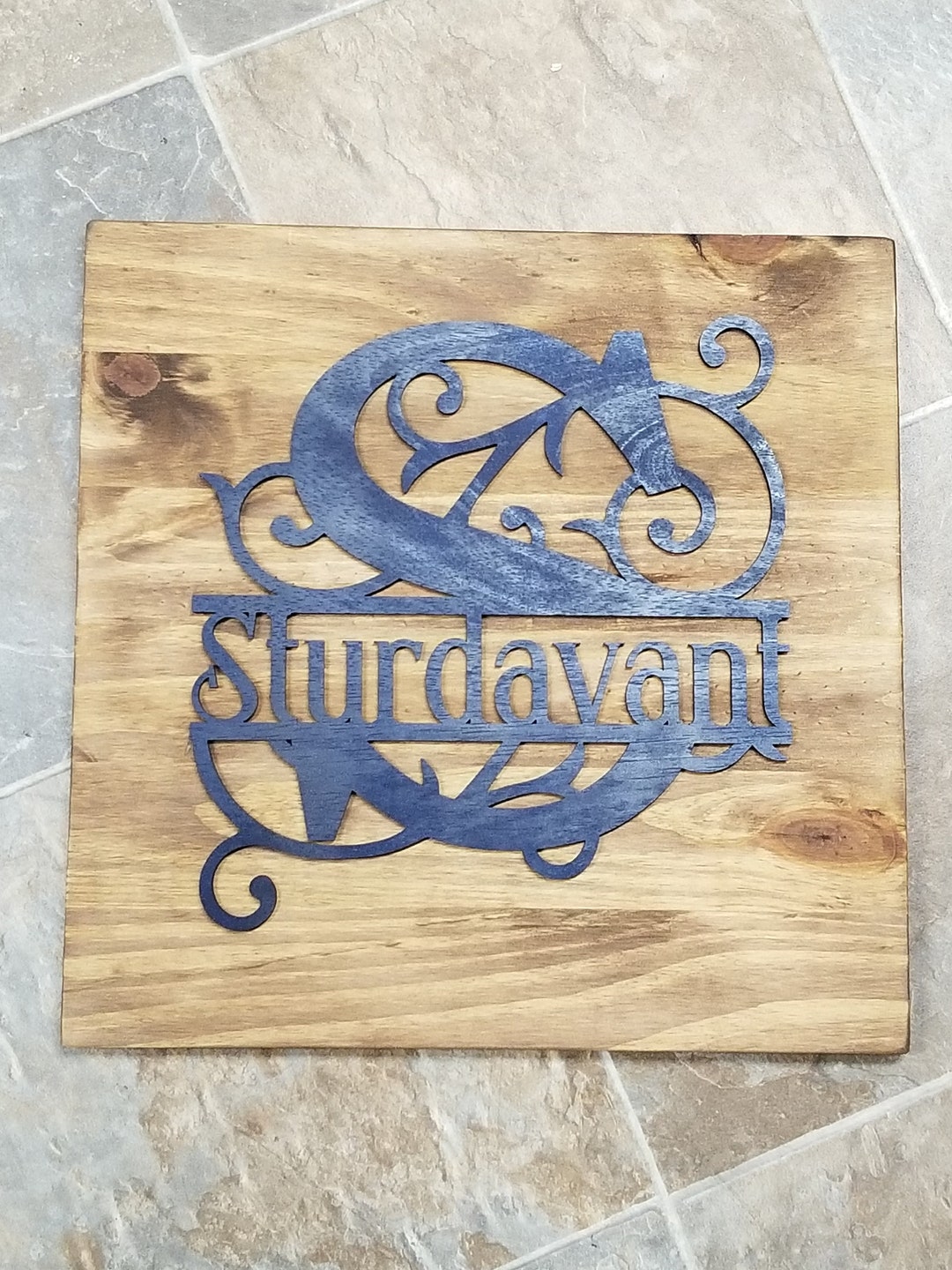 Split Monogram or Name on Beautifully Stained Boards - Etsy