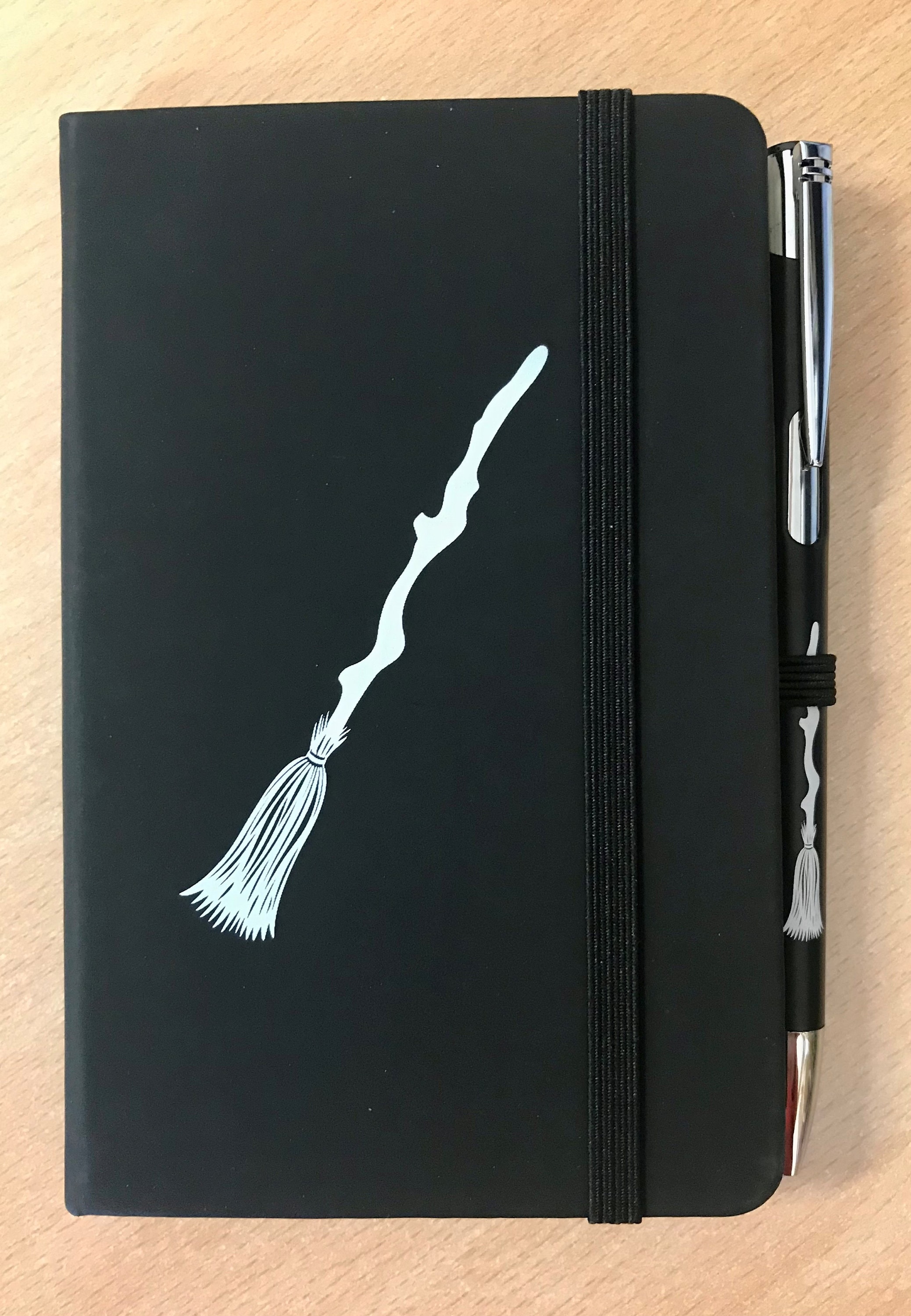 Witch Notebook - A6 Black Journal and Pen Set - Witch Broomstick ...