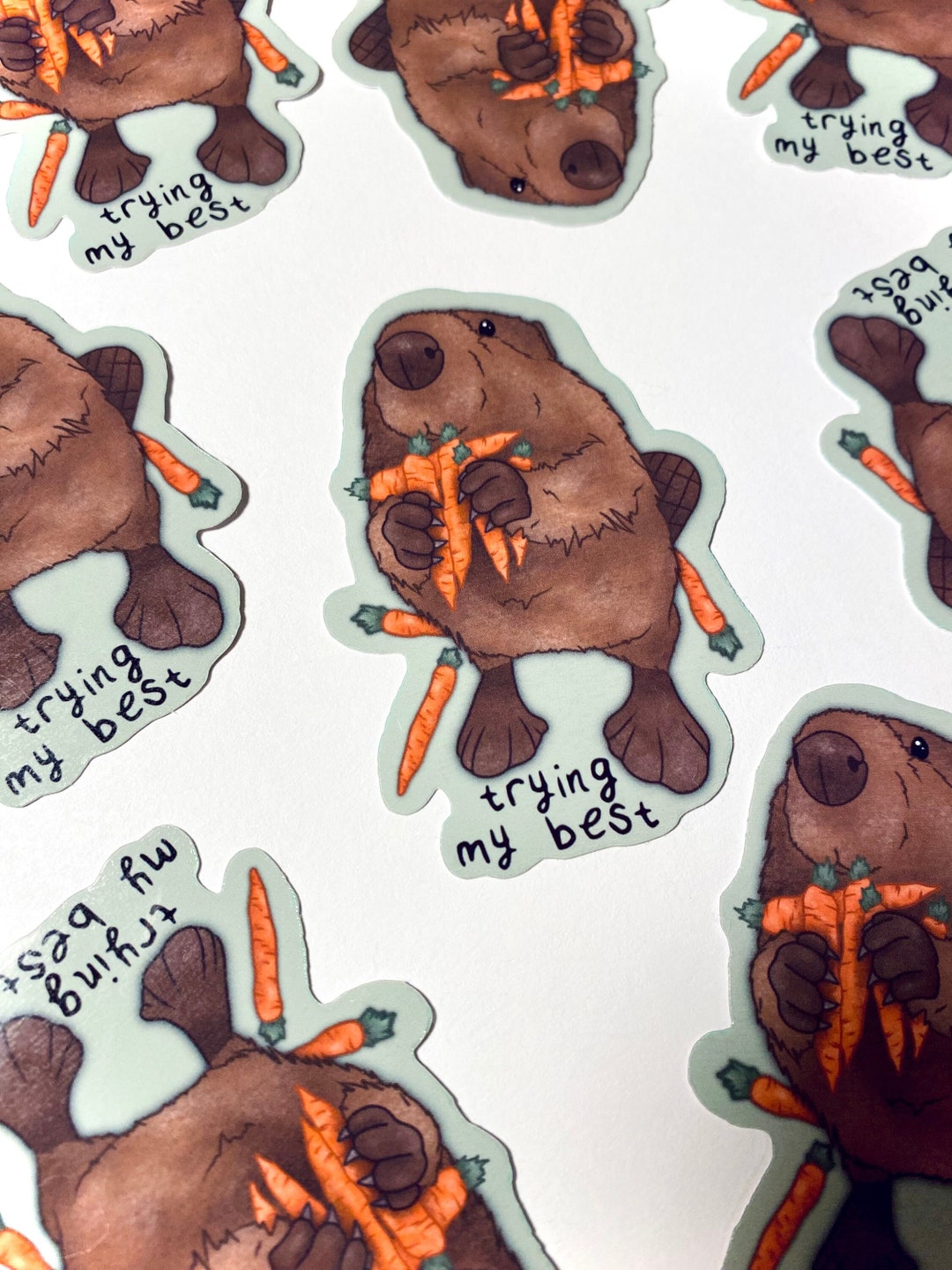 Trying My Best Beaver Sticker, Woodland Creature Stickers, Positivity ...