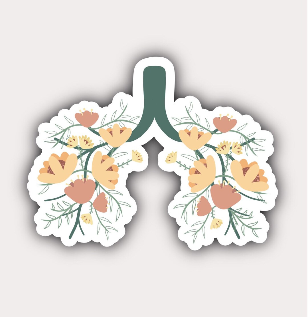 Floral Lungs Sticker Just Breathe Botanical Lungs 2 X 2.5 - Etsy
