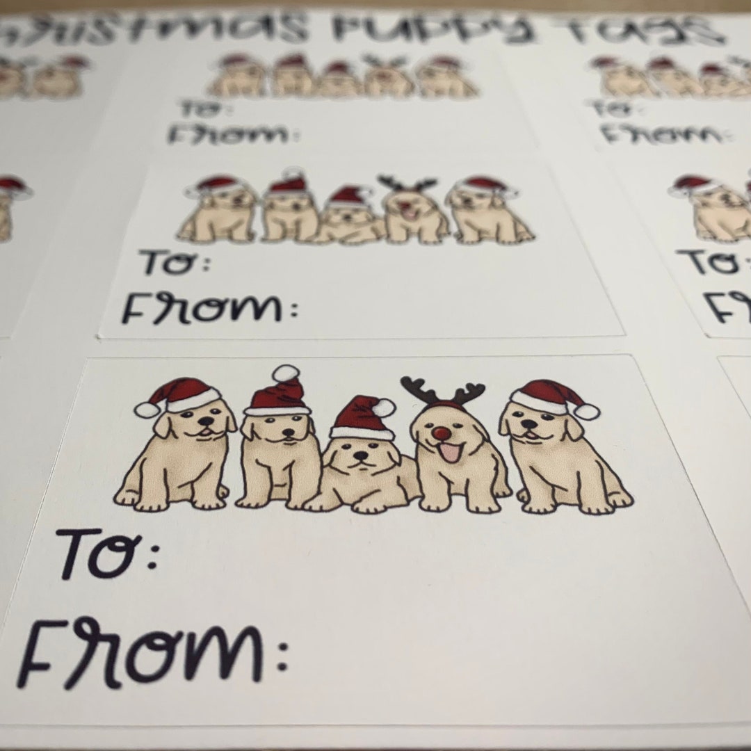 Yellow Lab Christmas Stickers, Gift Tags, to and From Stickers, Puppy ...