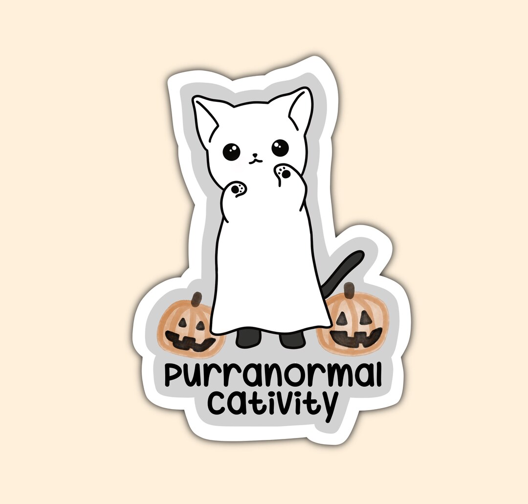 Spooky Cat Sticker, Halloween Cat Sticker, Purranormal Cativity, Cat ...