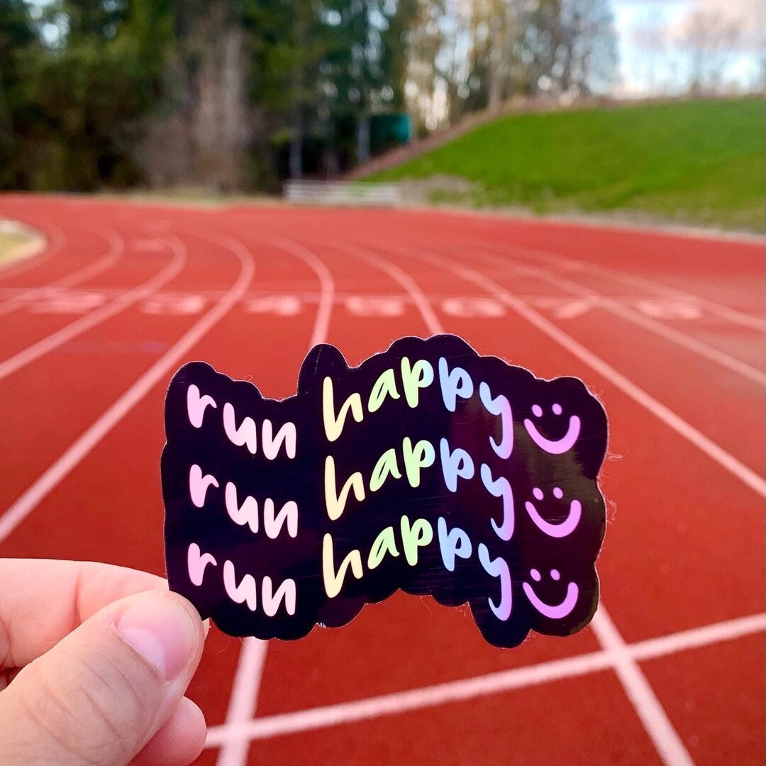 Run Happy Sticker, Runners Sticker, Cross Country, Track, Marathoner ...