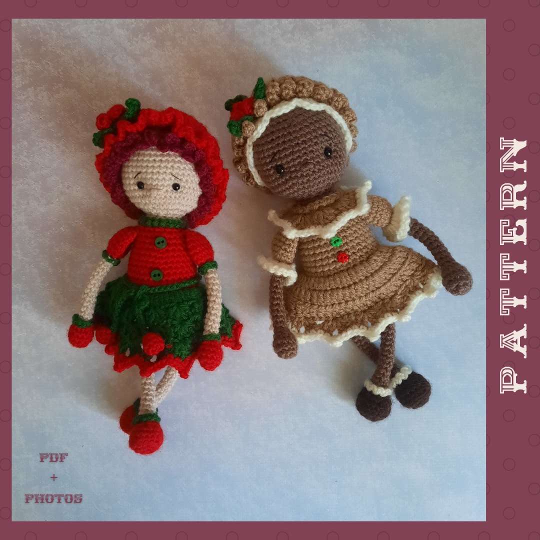 Set of 2 Crochet Christmas Patterns, Amigurumi Christmas Gingerbread ...